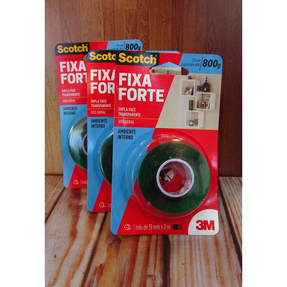 FITA DUPLA FACE 19MMX2M FIXA FORTE TRANSPARENTE 3M - Acquafort